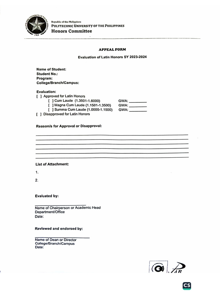 Latin Honor Procedures | PDF