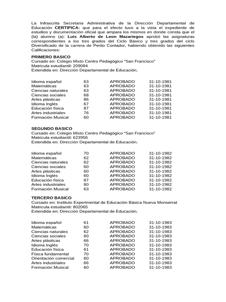 Certificación de Perito Contador | PDF