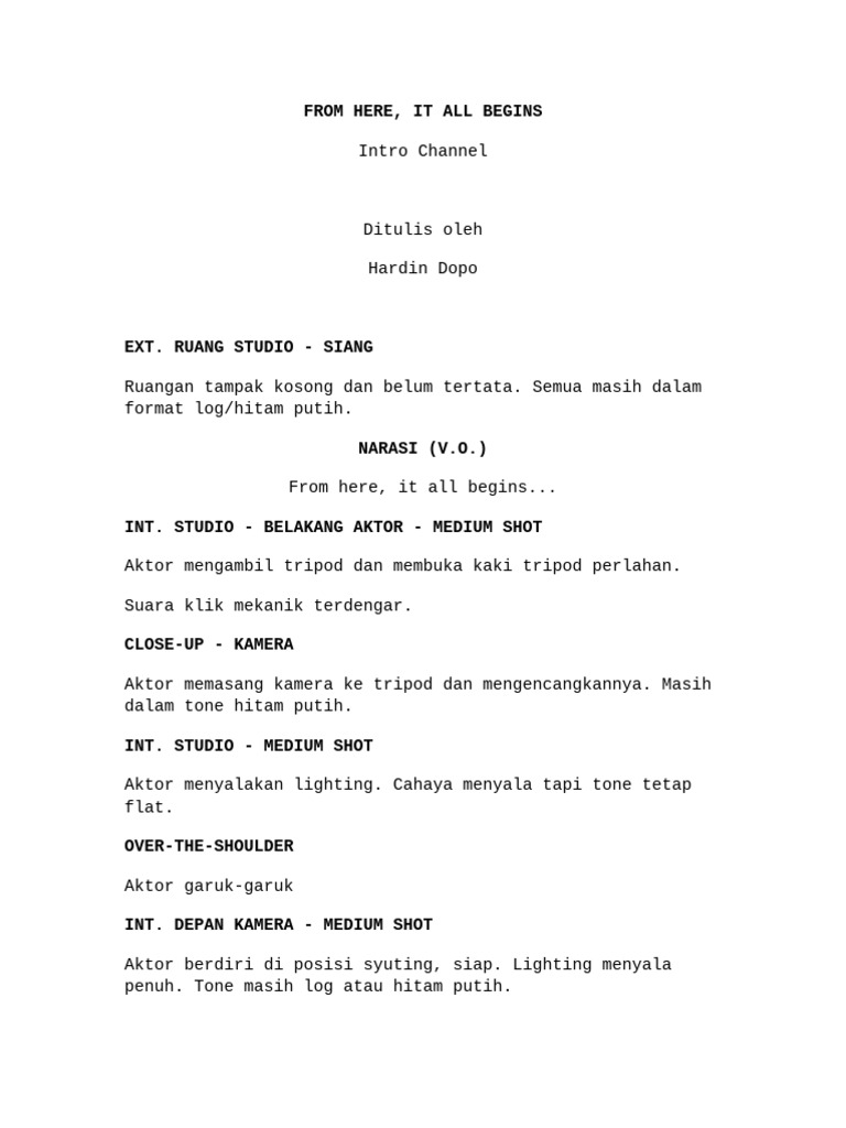 Storyboard Script Persiapan Syuting | PDF