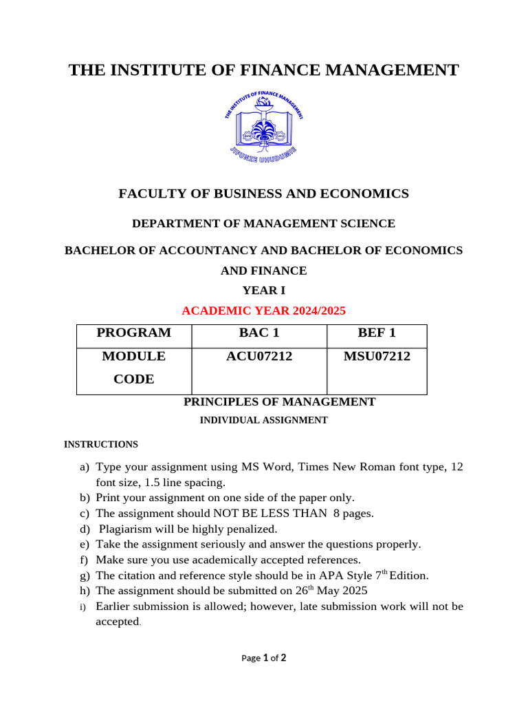 Msu 07201 Individual Assignment | PDF