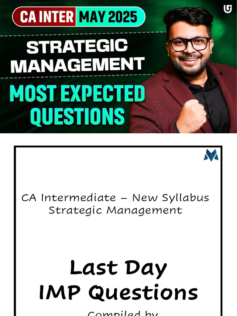 CA Intermediate Strategic Management MCQs | PDF | Product (Business ...