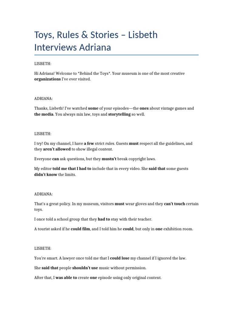 Toys Rules and Stories Lisbeth Adriana | PDF