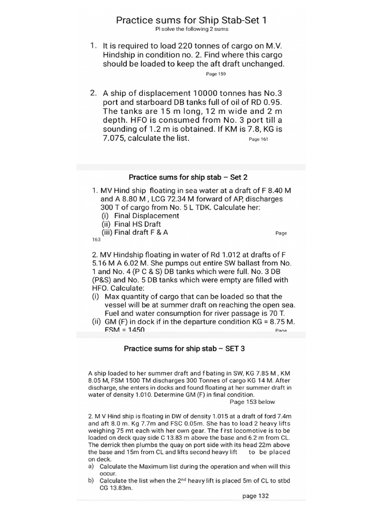 Ship Stability Practice SET by Capt. K Gupta | PDF