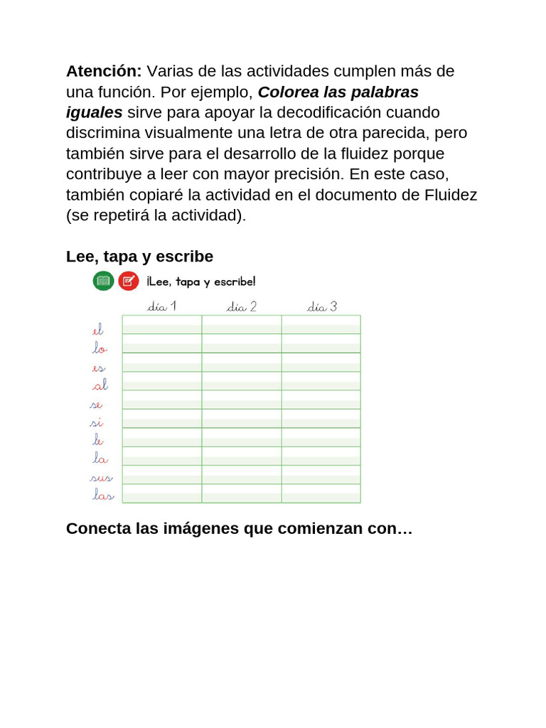 Ejercicios de Decodificación Infantil | PDF
