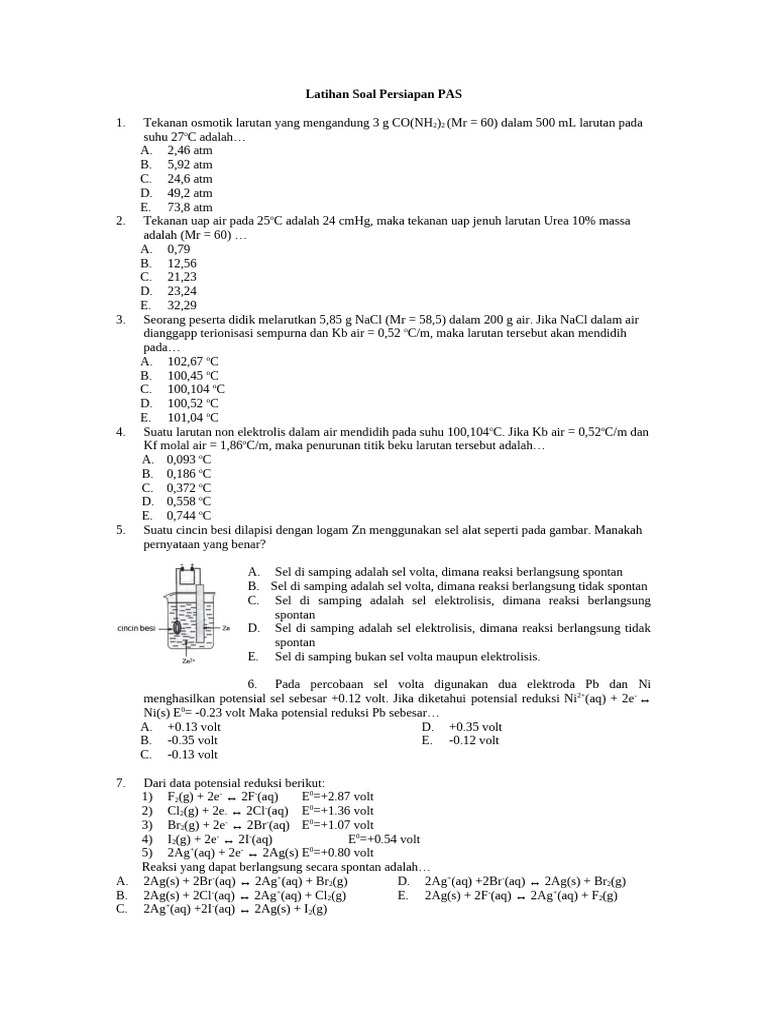 Latihan Soal Persiapan PAS_Kelas 12 IPA | PDF