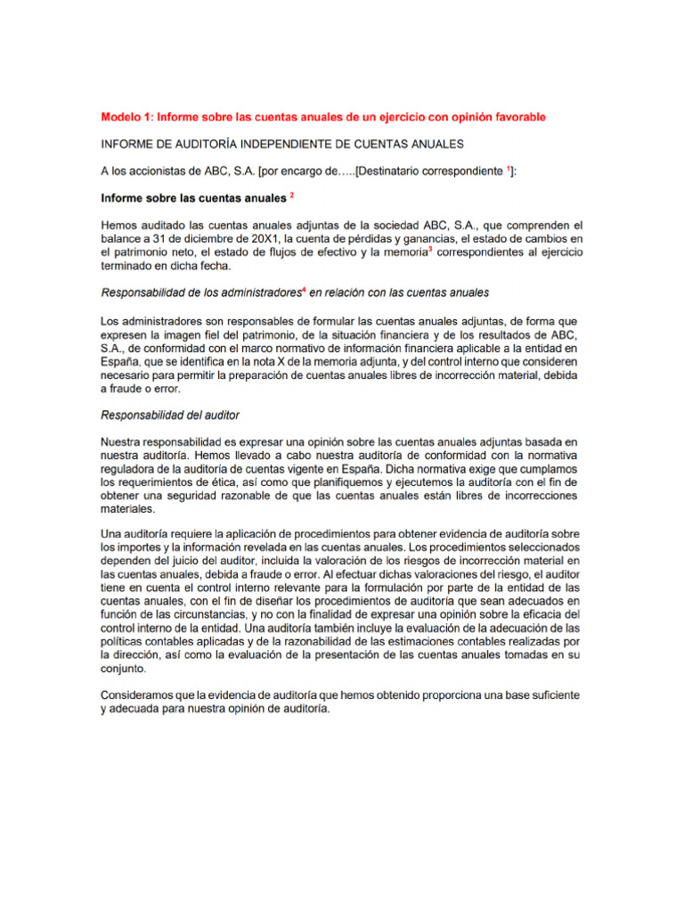 Modelos de Informe de Auditoria | PDF