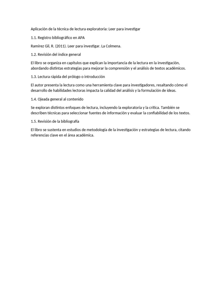 Aplicación de La Técnica de Lectura Exploratoria | PDF