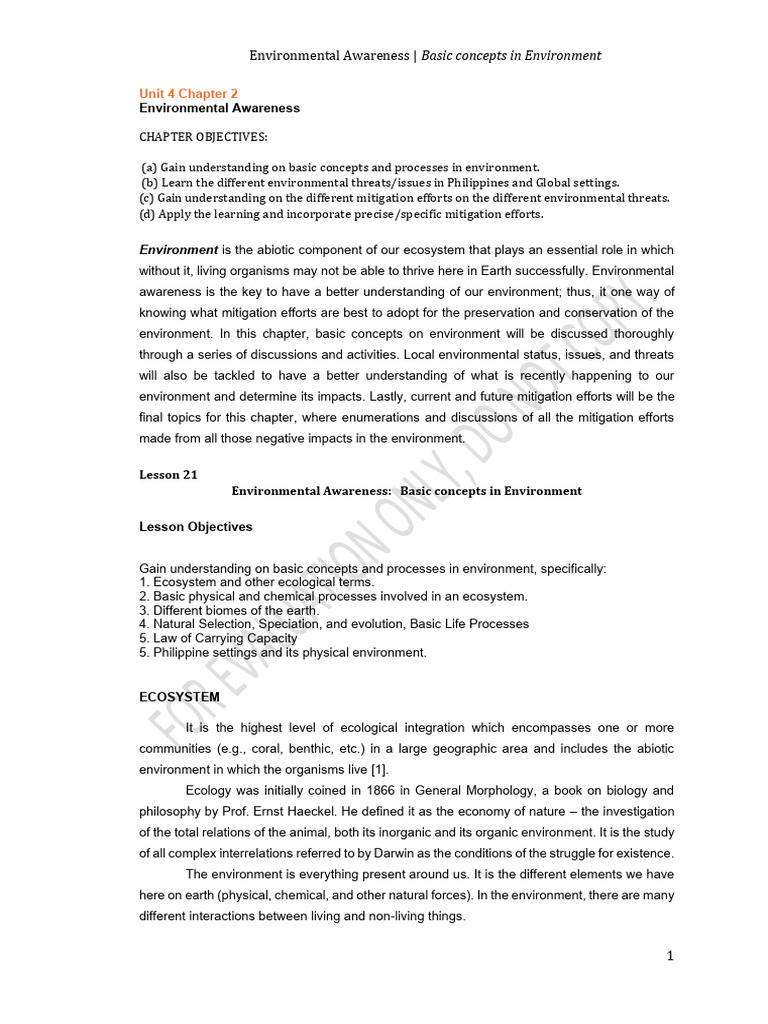 STS Unit-4 Chapter-2 Environmental-Awareness | PDF | Ecosystem | Natural Environment