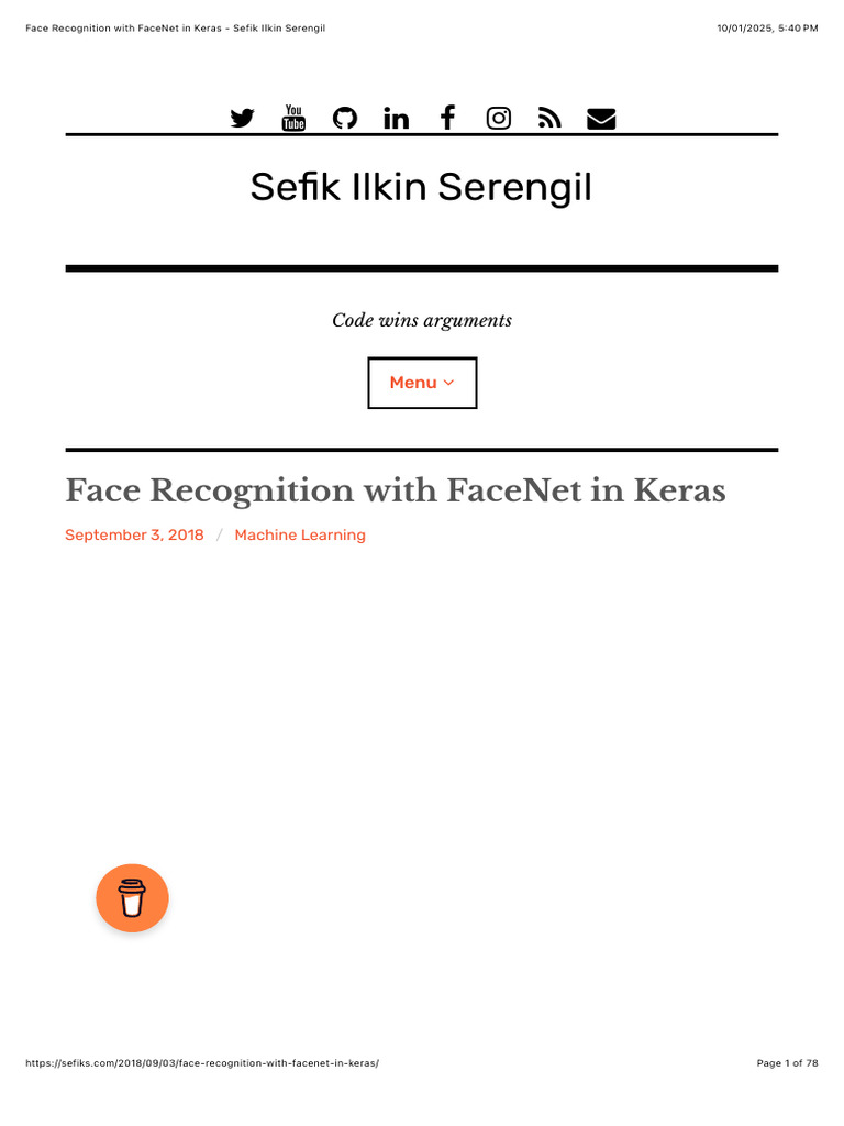 Face Recognition With FaceNet in Keras - Sefik Ilkin Serengil | PDF | Dimension | Deep Learning