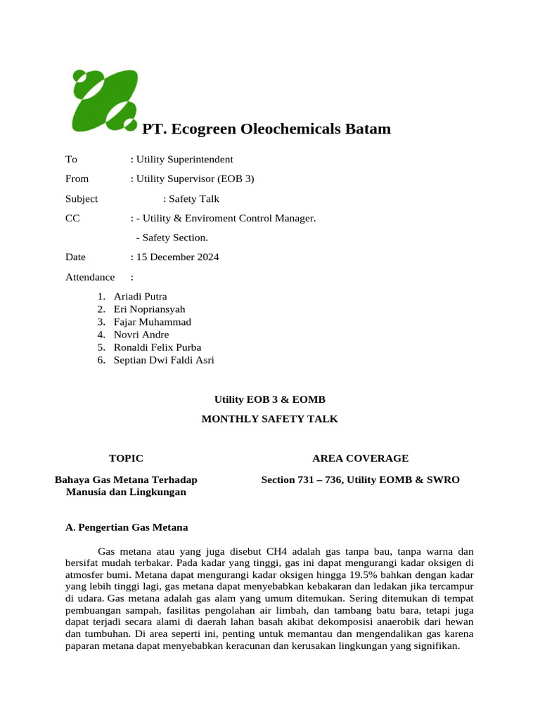 Bahaya Gas Metana bagi Manusia dan Lingkungan | PDF