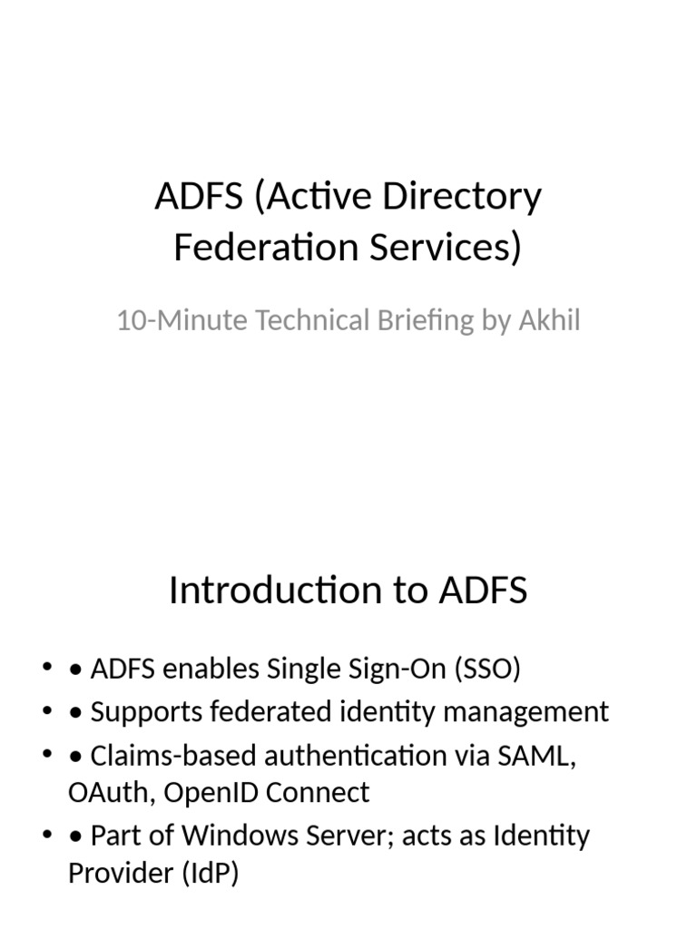 ADFS Briefing Akhil | PDF