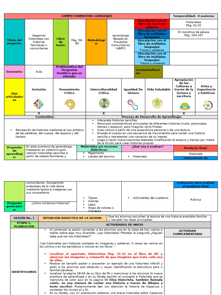 Plan 1ro | PDF | Cómics | Aprendizaje
