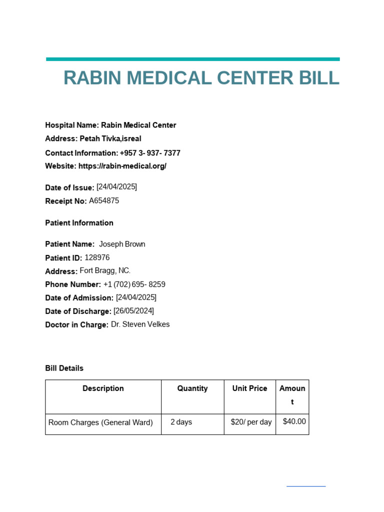 Joseph Medical Bill | PDF