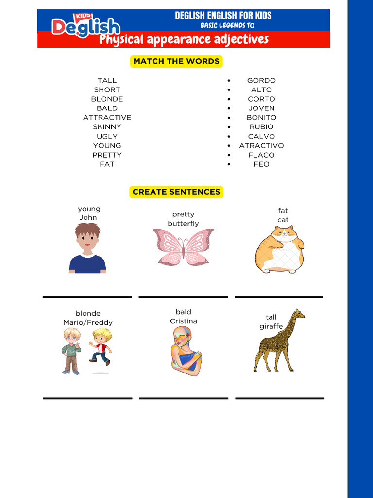 Physical Appearance Adjective SEPARATA | PDF | Adipose Tissue | Blond