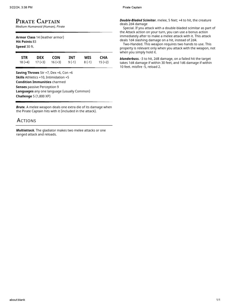 Pirate Captain | PDF