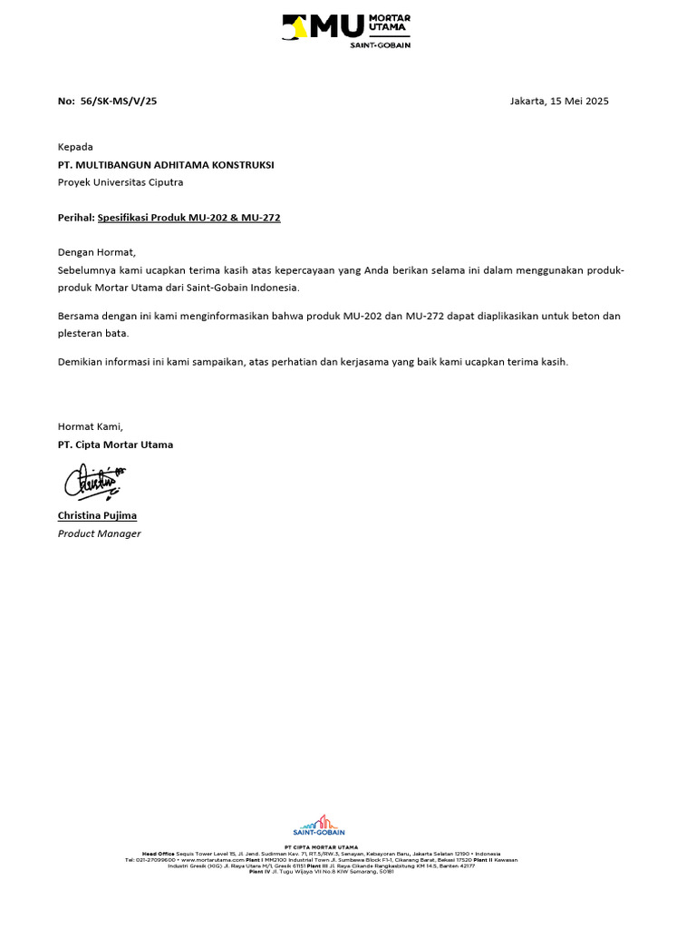 Surat Komunikasi MU-272 & MU-202 | PDF