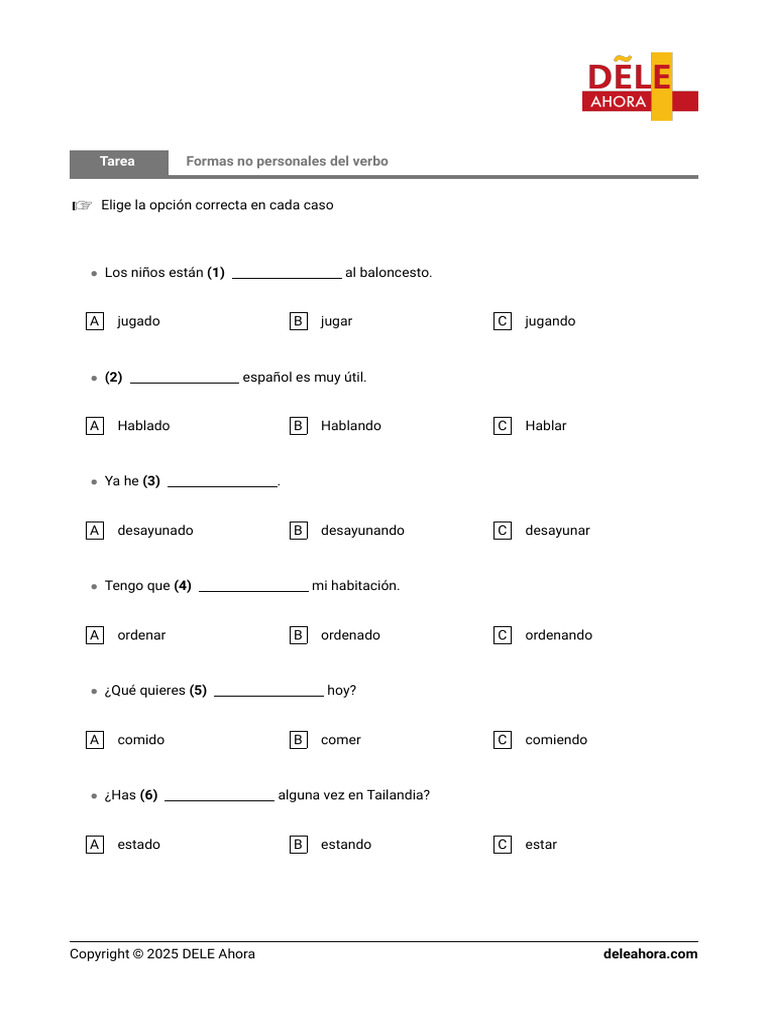 Formas No Personales Del Verbo | PDF