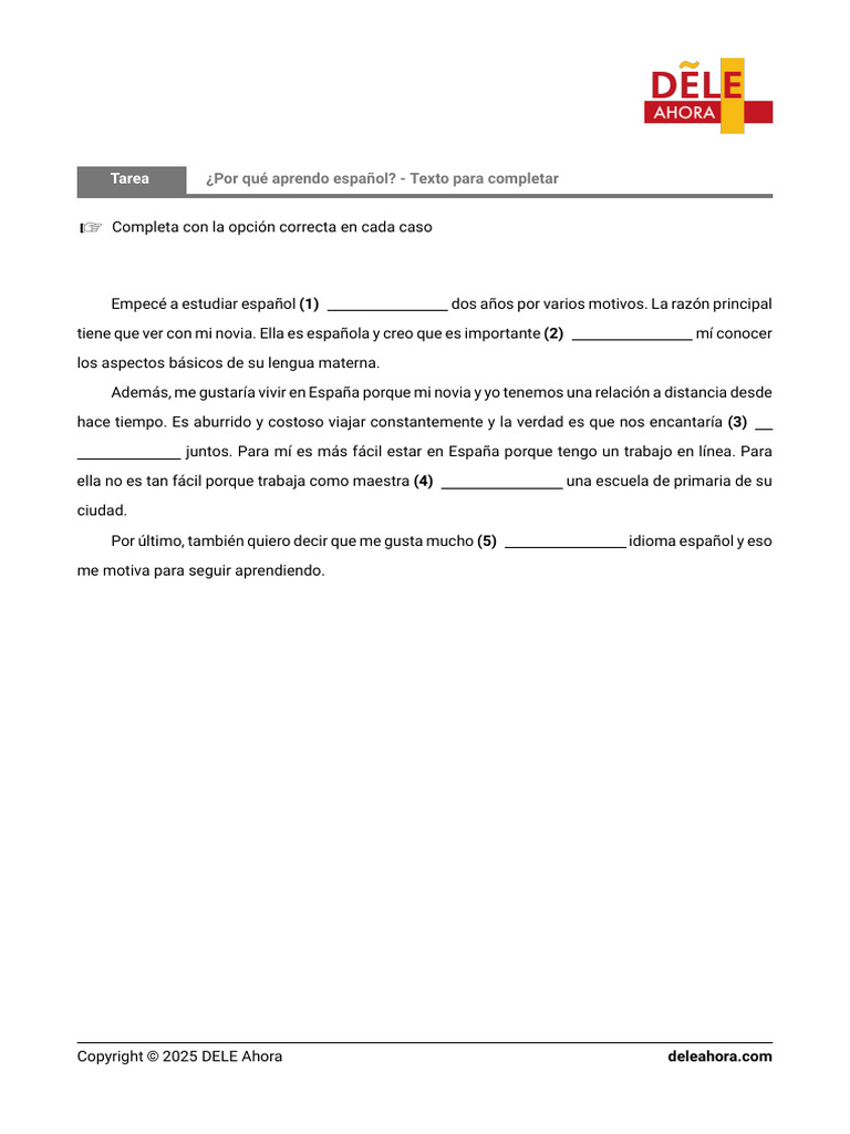 Por Que Aprendo Espanol Texto para Completar | PDF