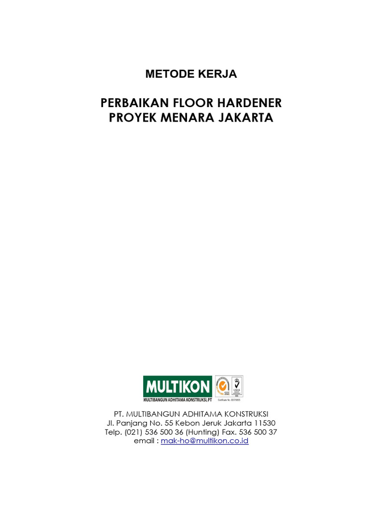 19 Metode Perbaikan Floor Hardener - MENARA JAKARTA | PDF