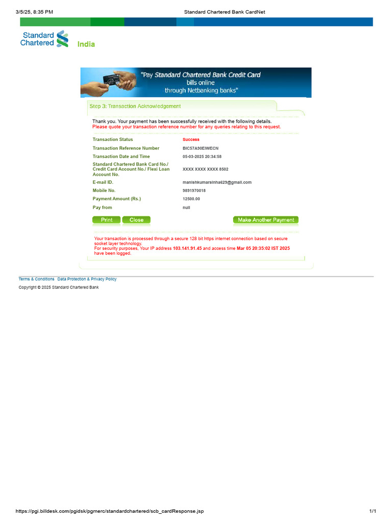 Standard Chartered Bank CardNet March | PDF