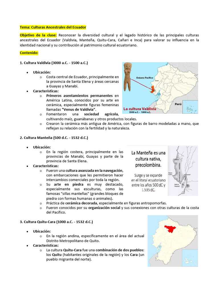 Eca - Tema - Culturas Ancestrales Del Ecuador | PDF | Imperio Inca ...