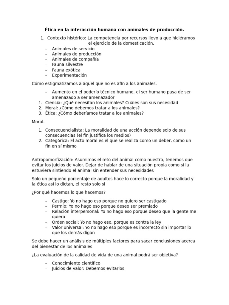 Ética en La Interacción Humana Con Animales de Producción | PDF ...