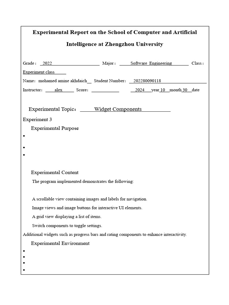 Android Experiment Report 3 | PDF | Android (Operating System) | User Interface