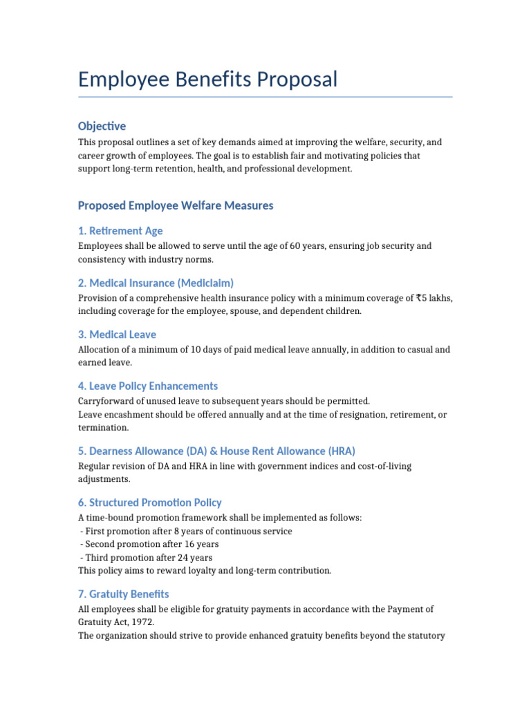 Employee Benefits Proposal | PDF