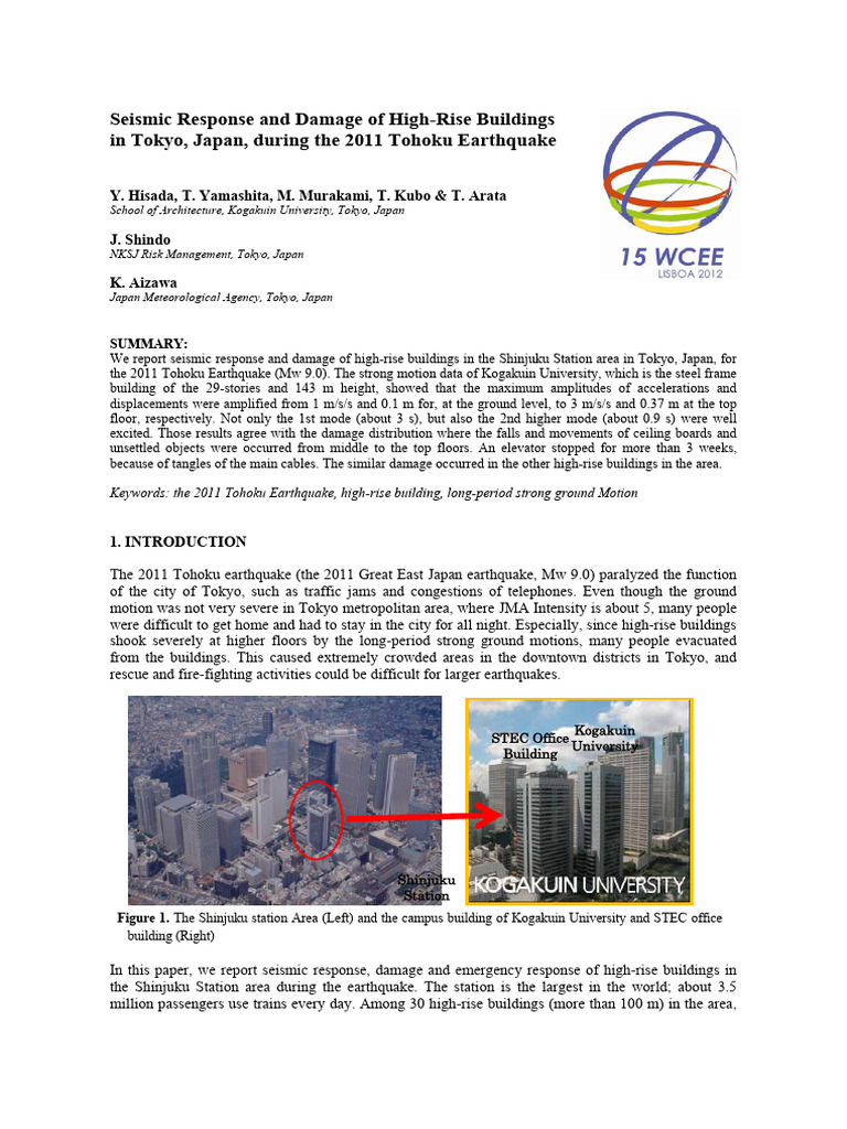 Seismic Response and Damage of High-Rise Buildings in Tokyo, Japan, During The 2011 Tohoku ...