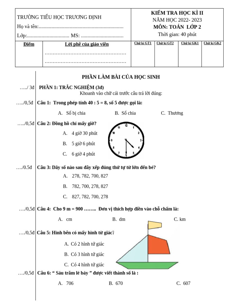TOÁN - HK2- 2 | PDF