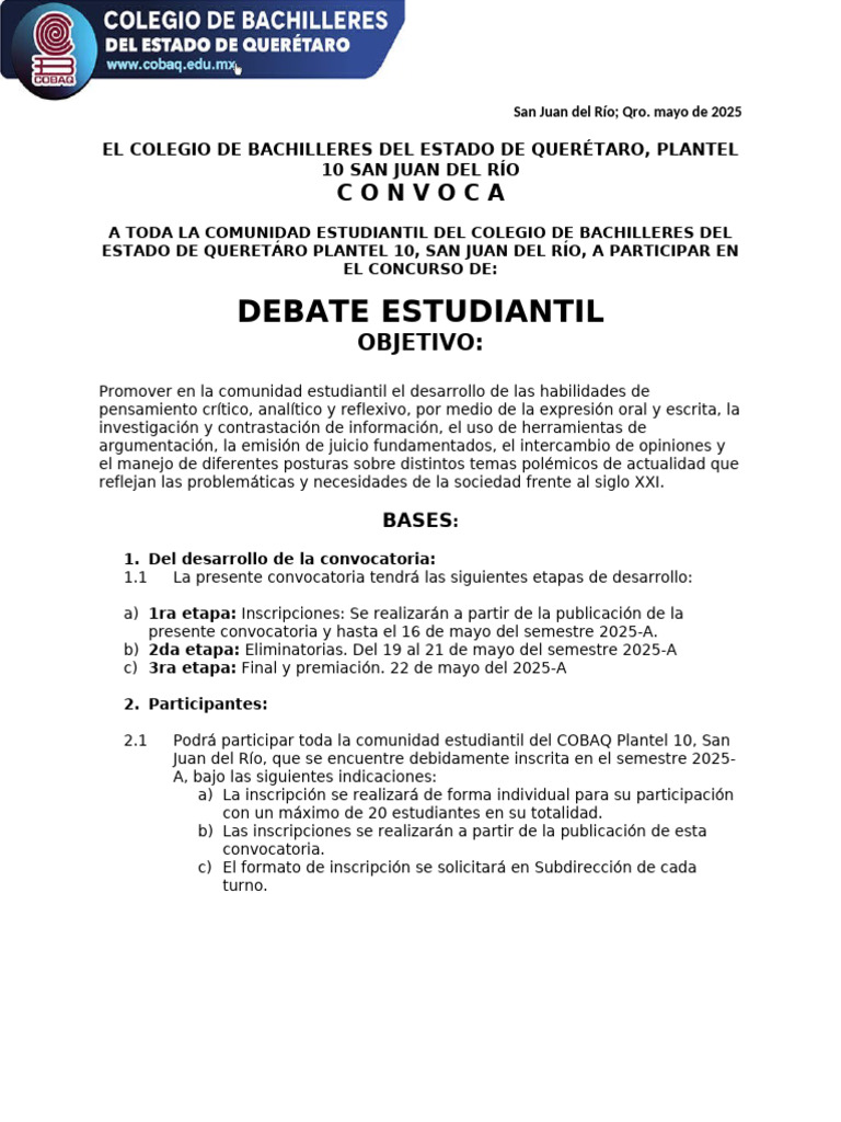 Primer Debate Estudiantil | PDF