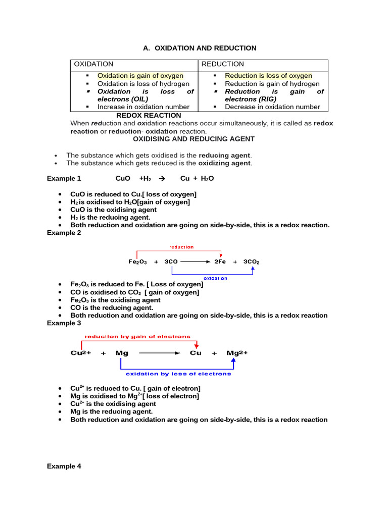 OXIDATION AND REDUCTION class x Last section | PDF | Redox | Rust