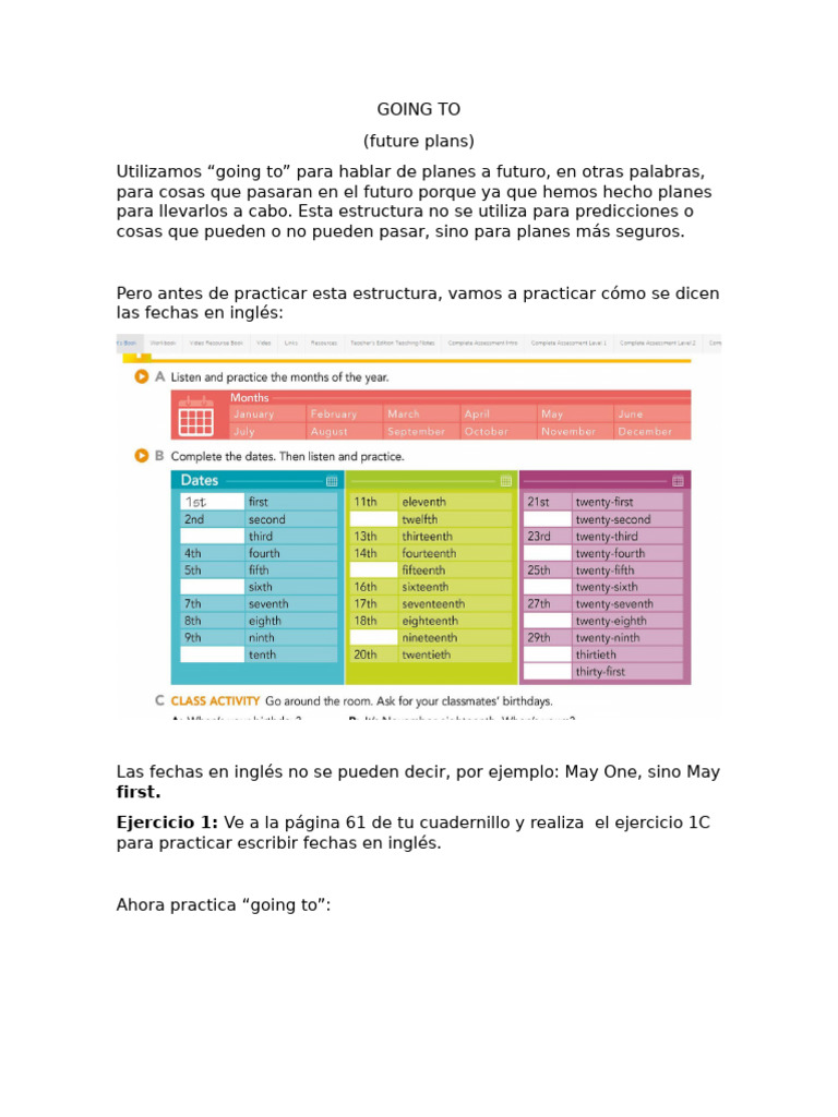 Uso de "Going To" para Planes Futuros | PDF