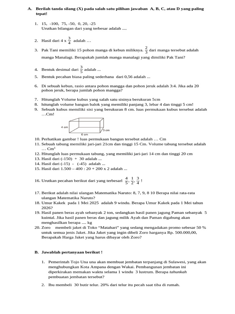 Latihan Soal Matematika s1 Dan s2 | PDF