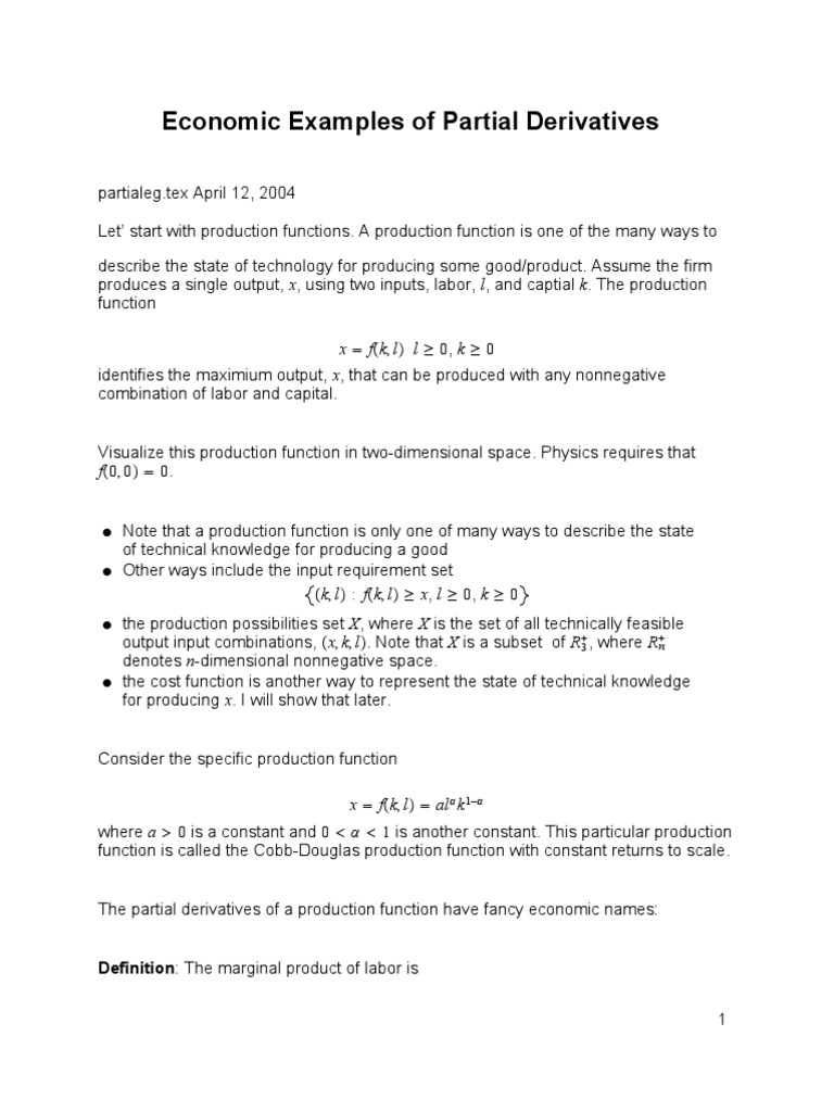 Applications of Partial Derivatives in Economics | PDF | Production ...