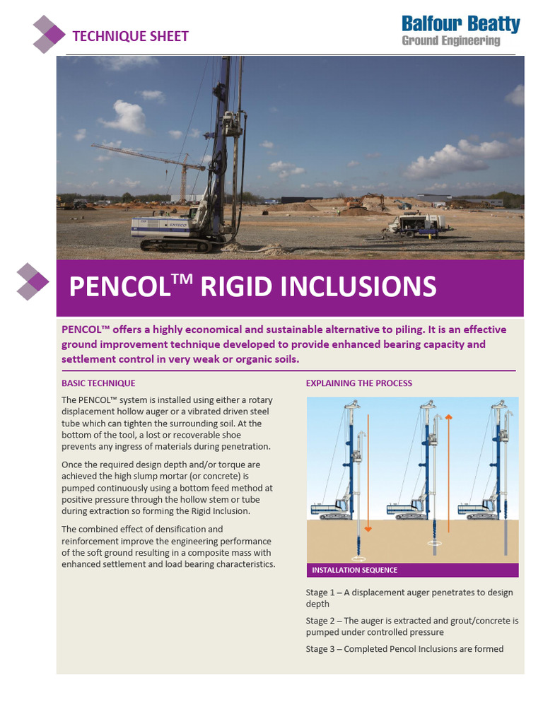 PENCOL™ Rigid Inclusions Installation Guide | PDF | Deep Foundation ...