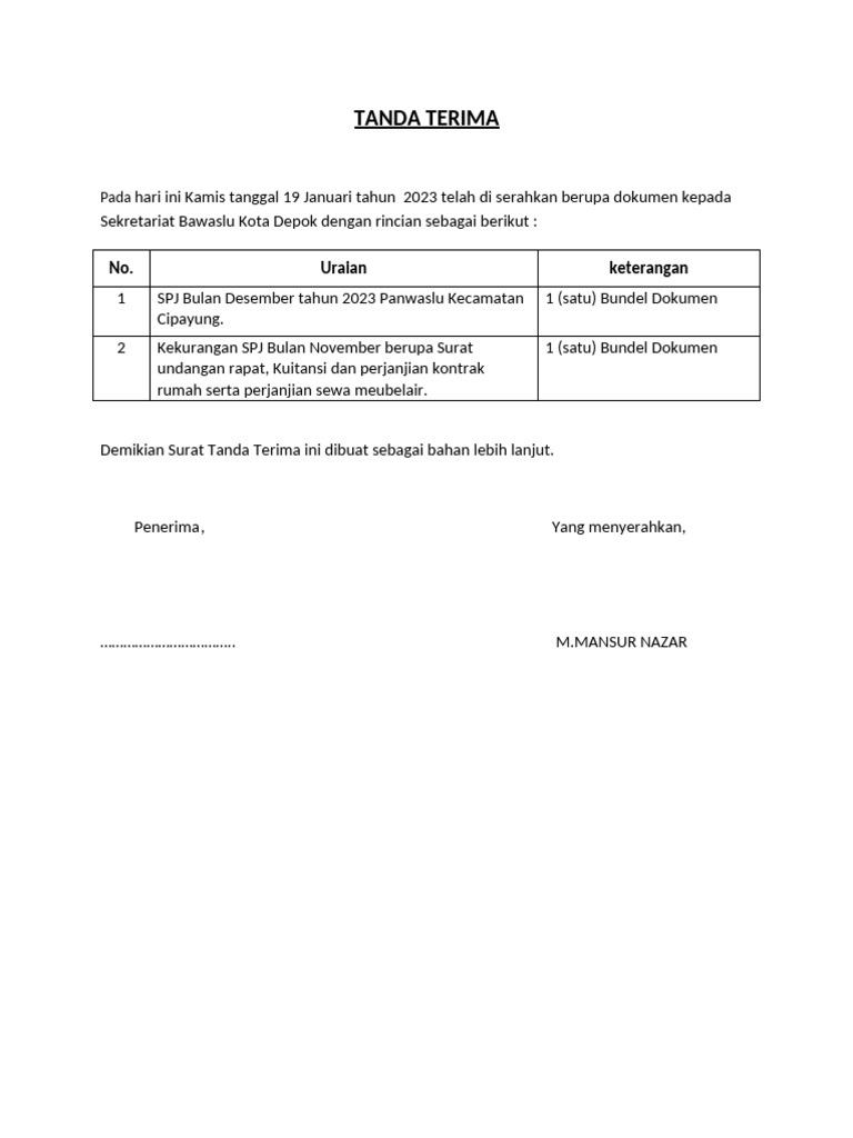 Tanda Terima | PDF