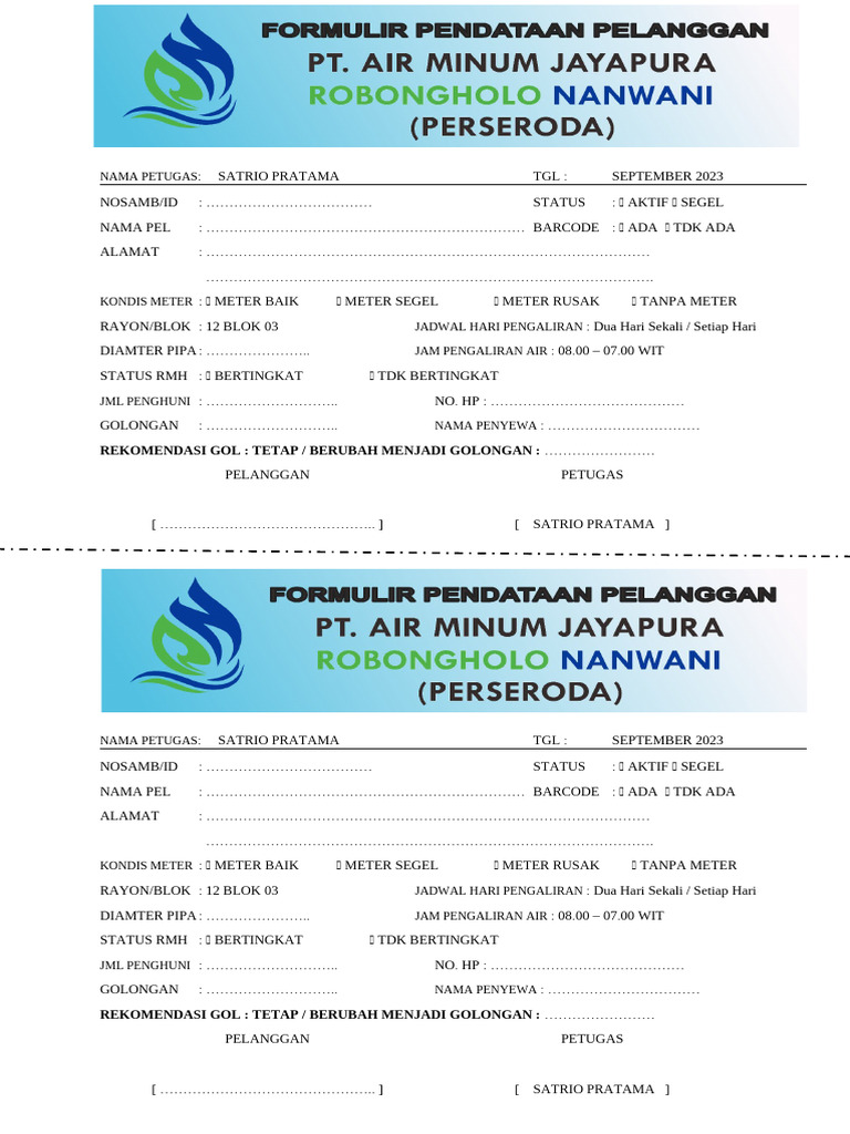 Form Pendataan | PDF