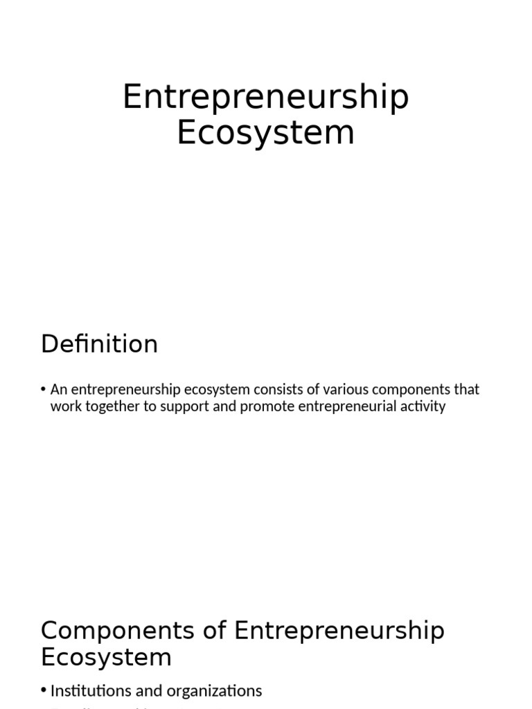 Understanding Entrepreneurship Ecosystems | PDF | Entrepreneurship ...