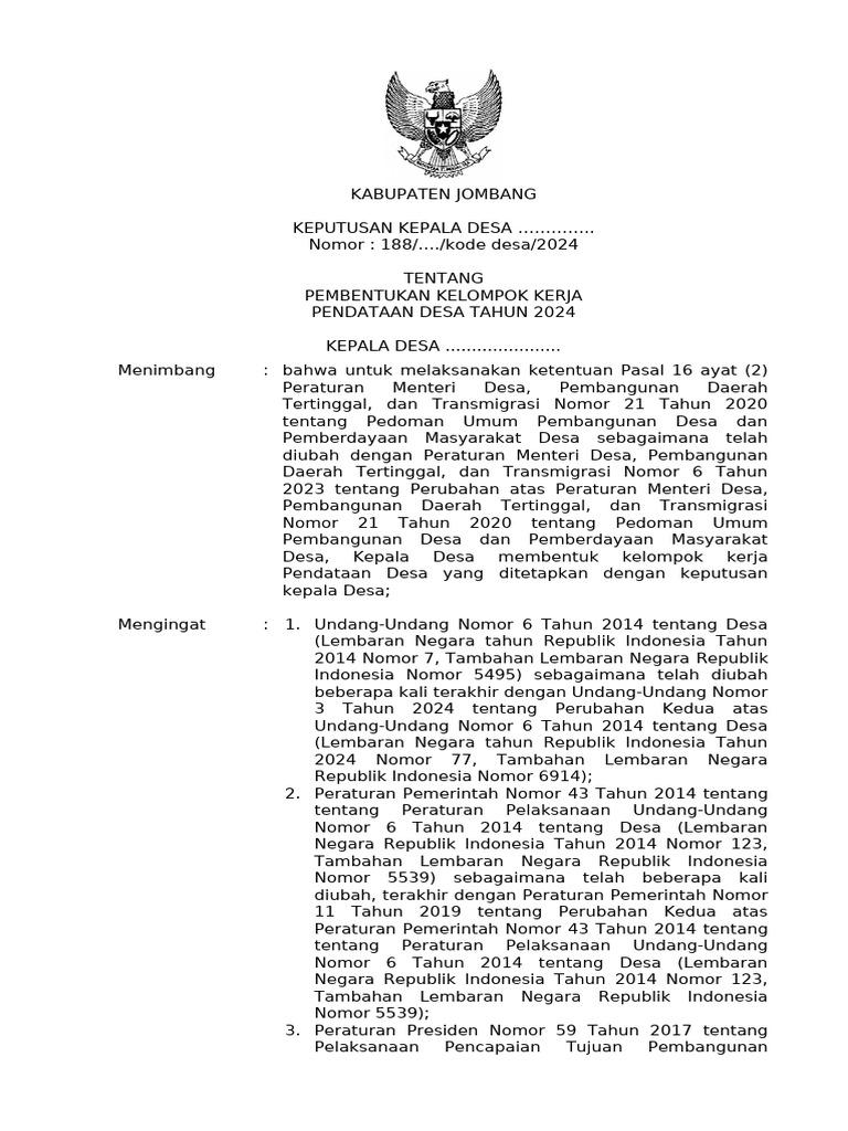 2024 - SK Pendataan Desa SDGS | PDF