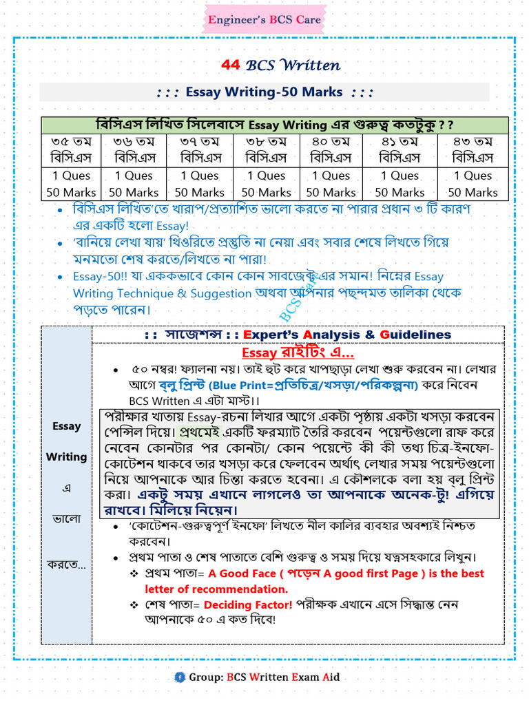 44 BCS Written-Essay Writing Technique & Suggestion | PDF