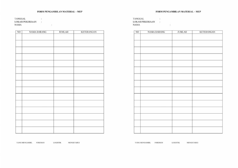 Form Rencana Kerja | PDF