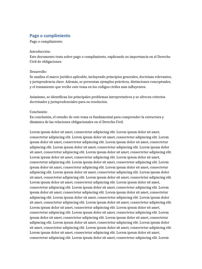 Pago o Cumplimiento en Derecho Civil | PDF