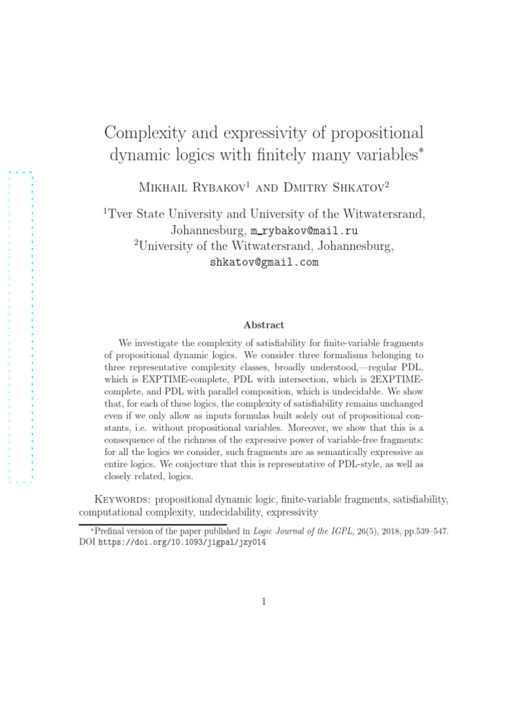 Rybakov+Shkatov. Complexity and Expressivity of Propositional Dynamic Logics With Finitely Many ...