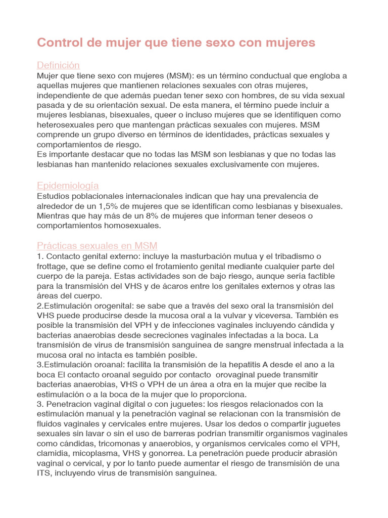 Control Ginecológico de MSM | PDF | Condón | Relaciones sexuales