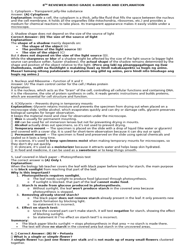 Grade 6 Science Review Answers | PDF | Compass | Textiles