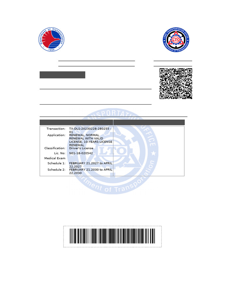 Official Receipt: Land Transportation Office | PDF