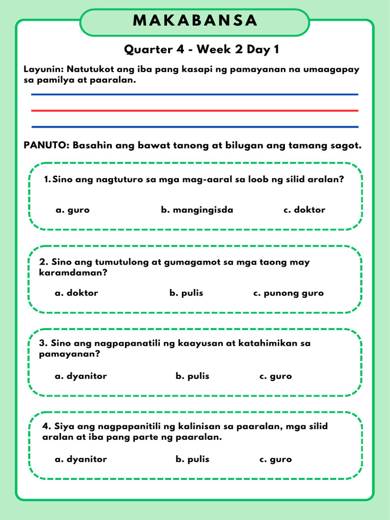 Makabansa Worksheet | PDF