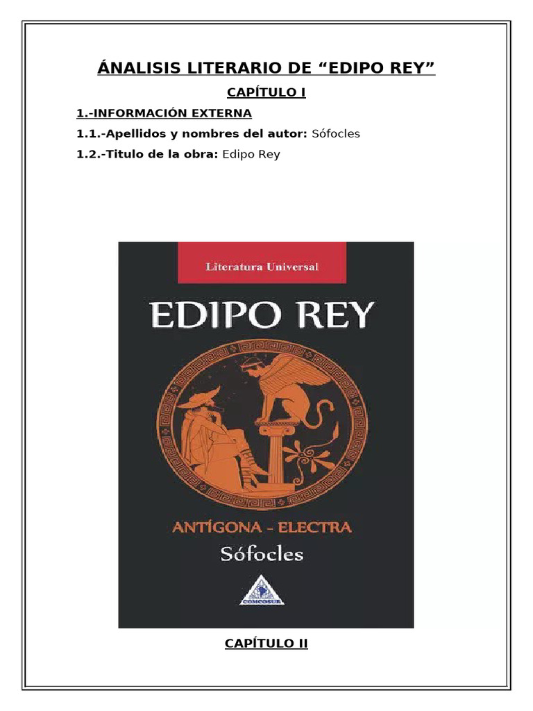 Análisis de "Edipo Rey" de Sófocles | PDF | Edipo | Sófocles