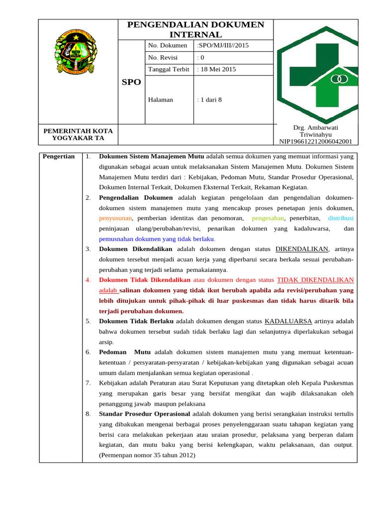 Spo Pengendalian Dokumen Fix | PDF